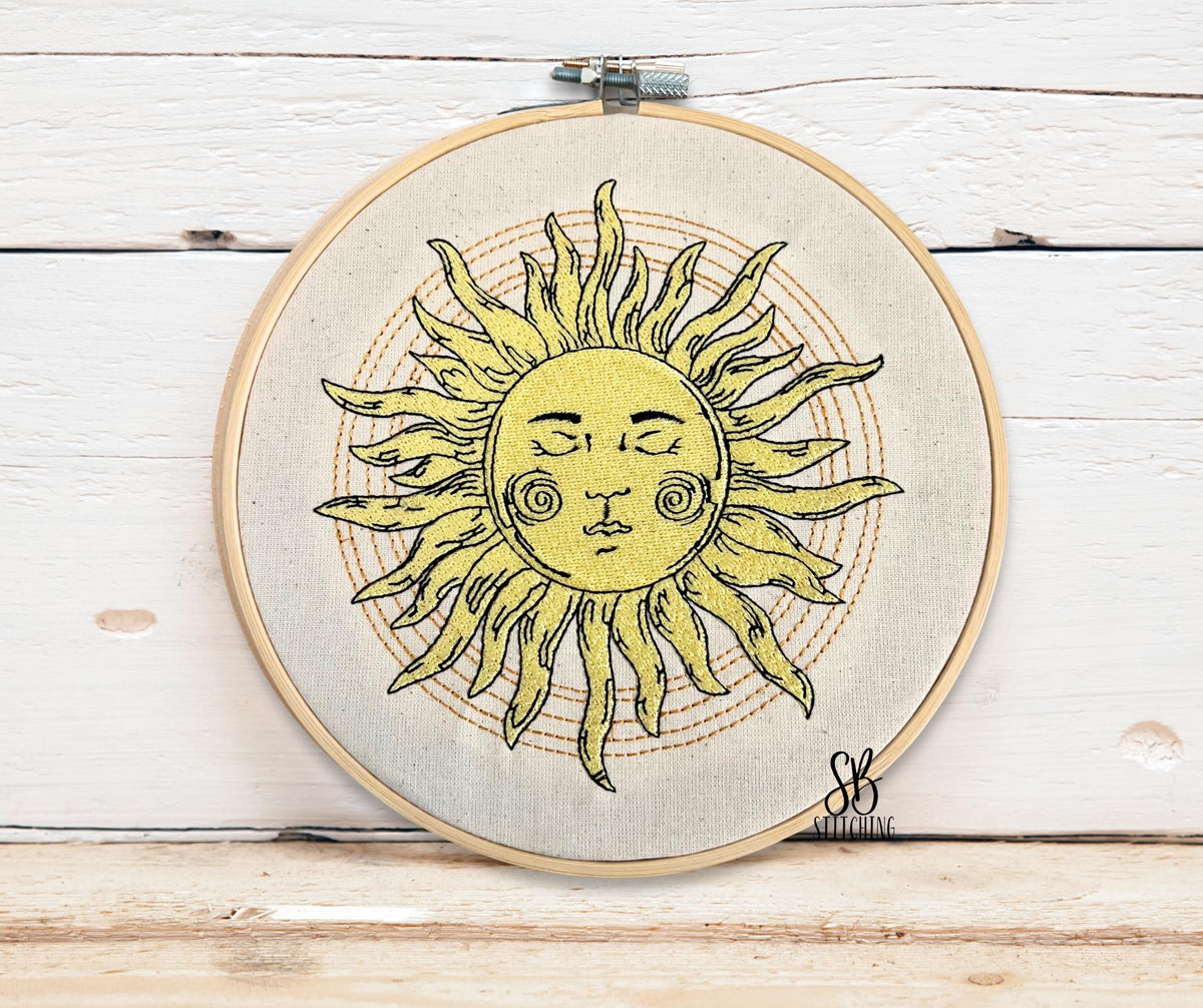 Magic Sun machine embroidery design in 4 sizes and Eyelet Snap Tab ...