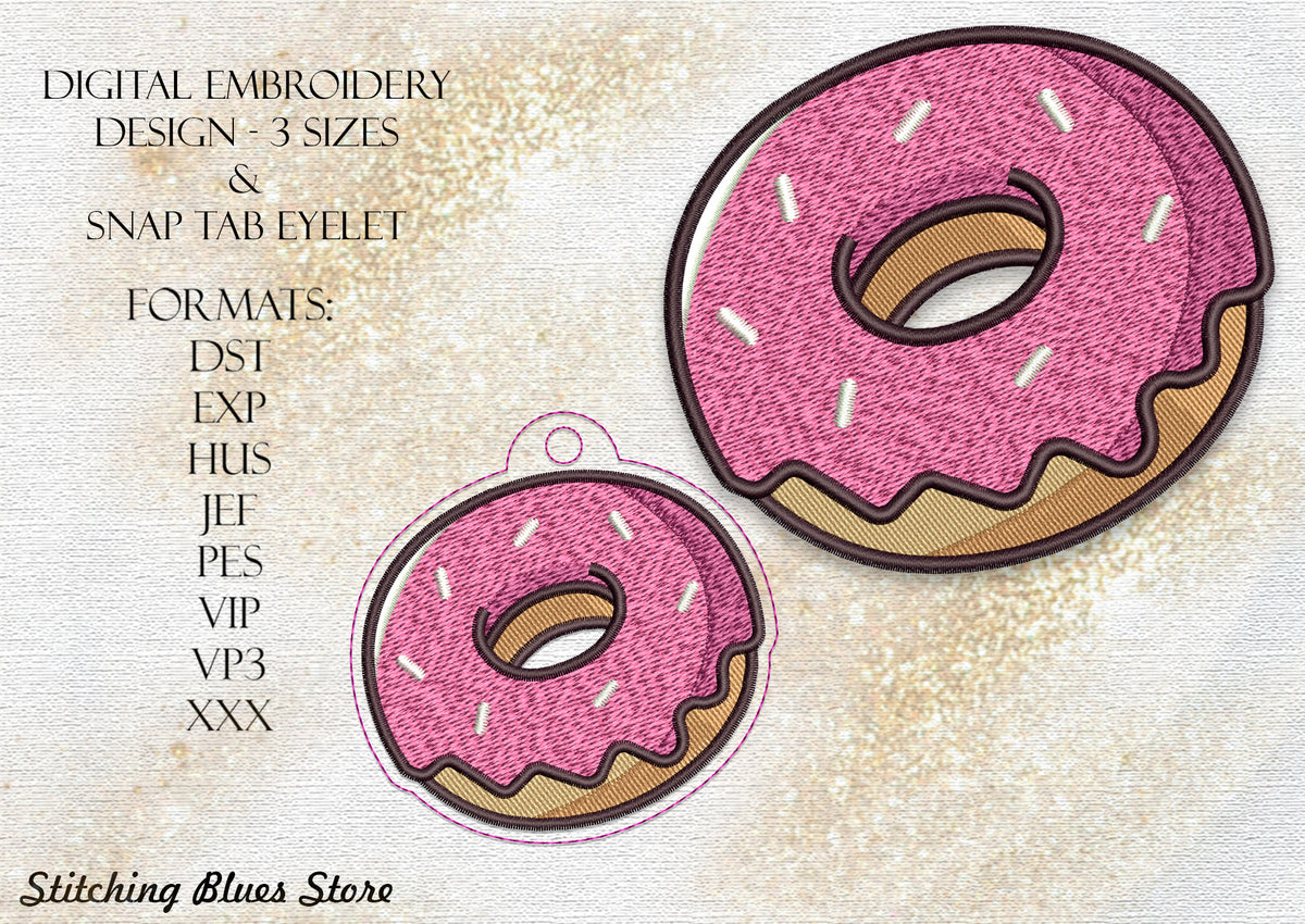 Sweet Donut Machine Embroidery Design In 3 Sizes Includes Snap Tab Eye ...