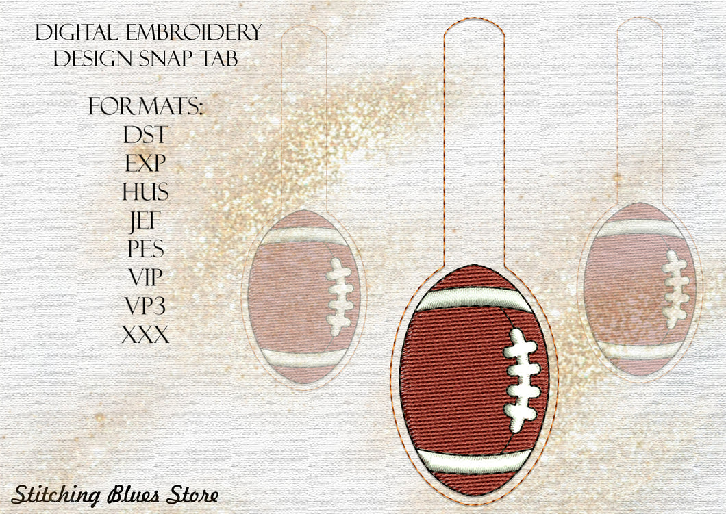 American Football Ball Snap Tab Machine Embroidery Design – Stitching Blues