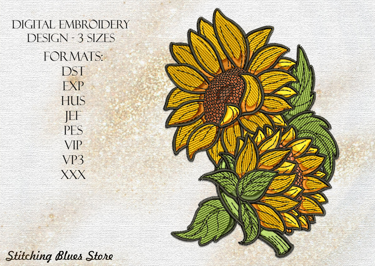 Sunflowers Bouquet machine embroidery design – Stitching Blues