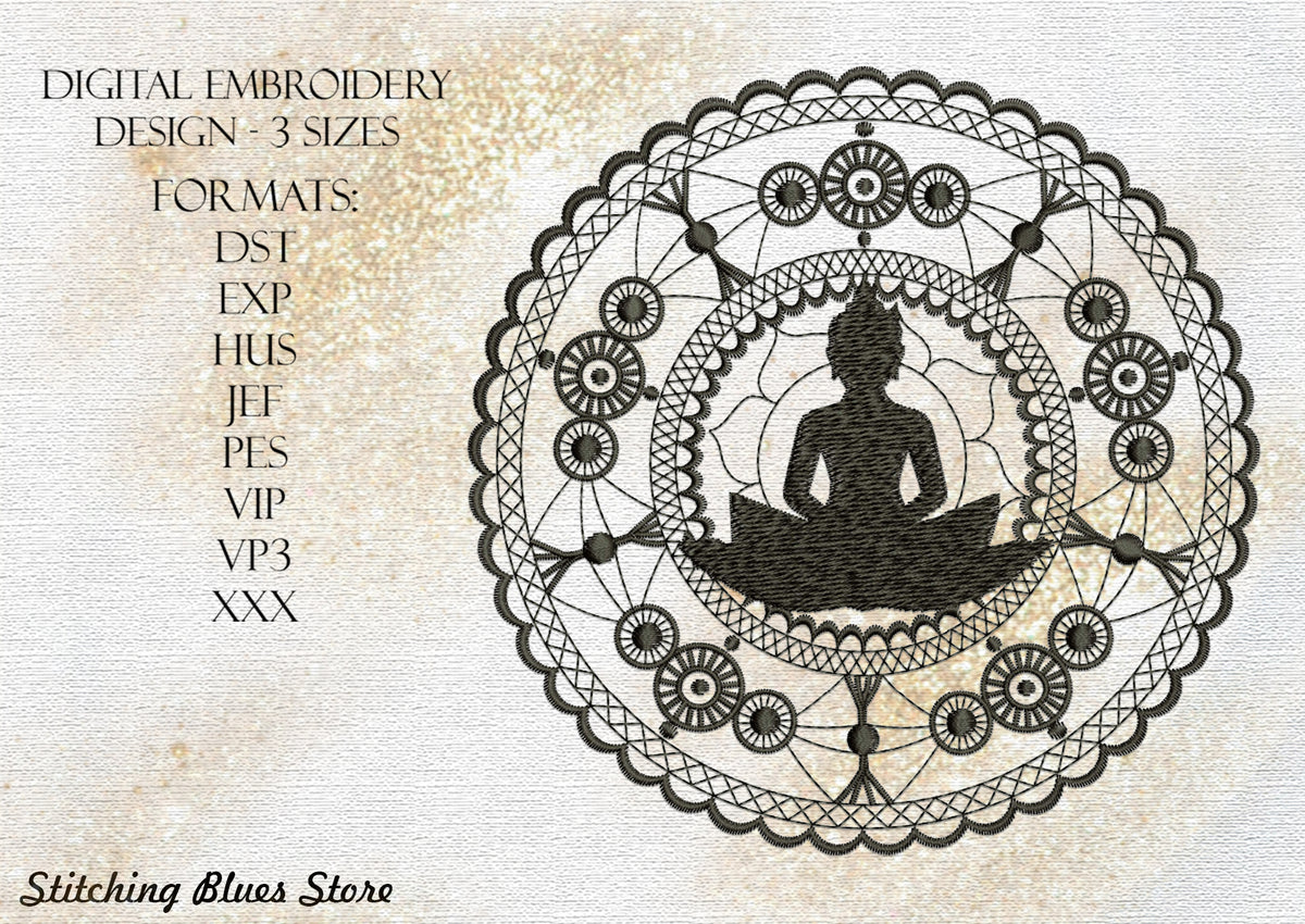 Buddha Mandala machine embroidery design – Stitching Blues