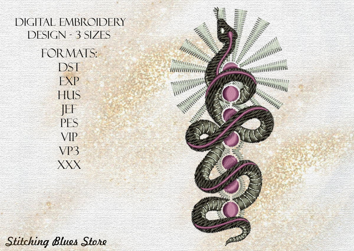 Magic Snake machine embroidery design – Stitching Blues