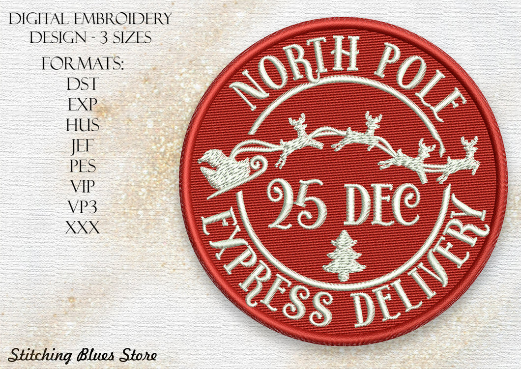 North Pole Express Delivery Christmas Machine Embroidery Design Patch ...