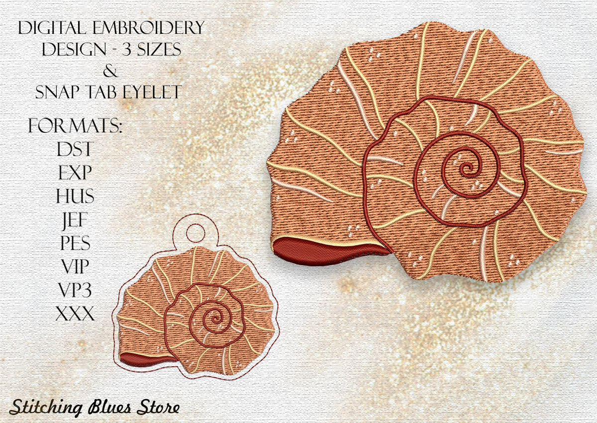 Ocean Seashell Machine Embroidery Design In 3 Sizes Includes Snap Tab ...