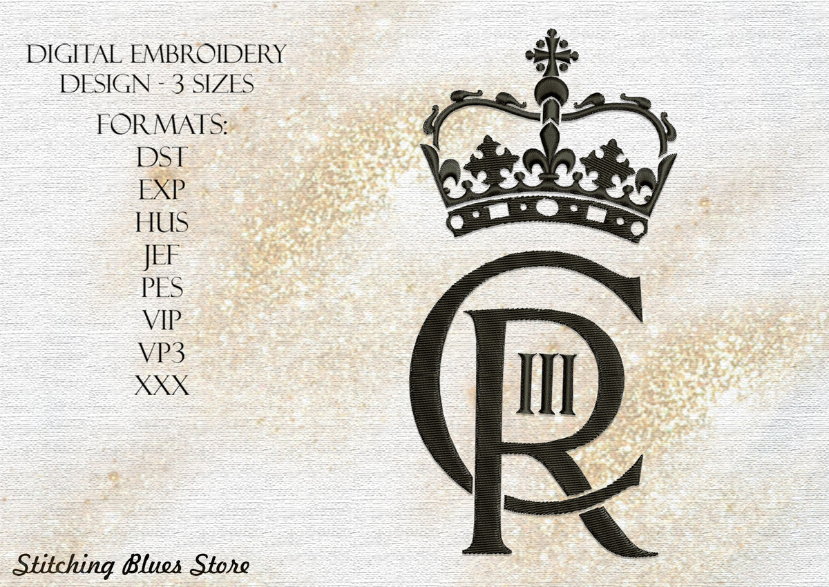 CRIII machine embroidery design - UK -crown – Stitching Blues