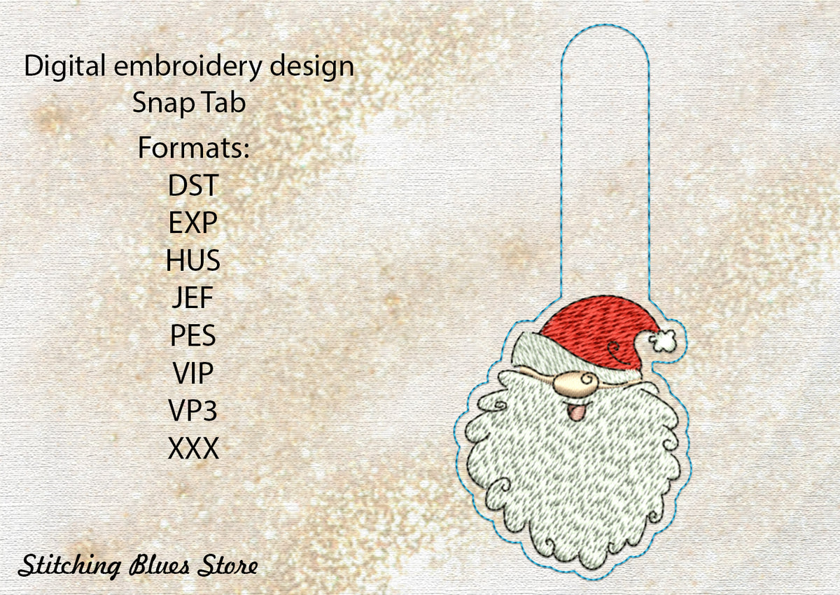 Santa Claus Snap Tab machine embroidery design – Stitching Blues