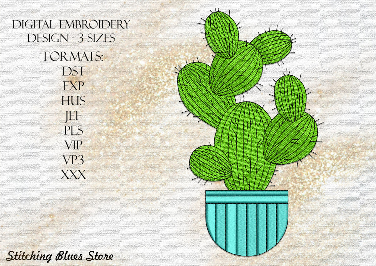 Cactus machine embroidery design – Stitching Blues