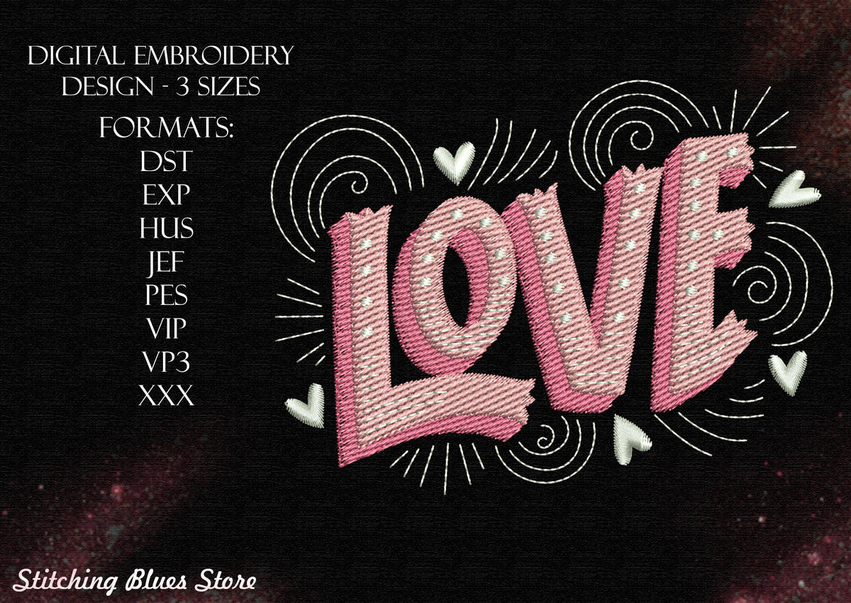 Creative Love machine embroidery design - Valentines Day – Stitching Blues