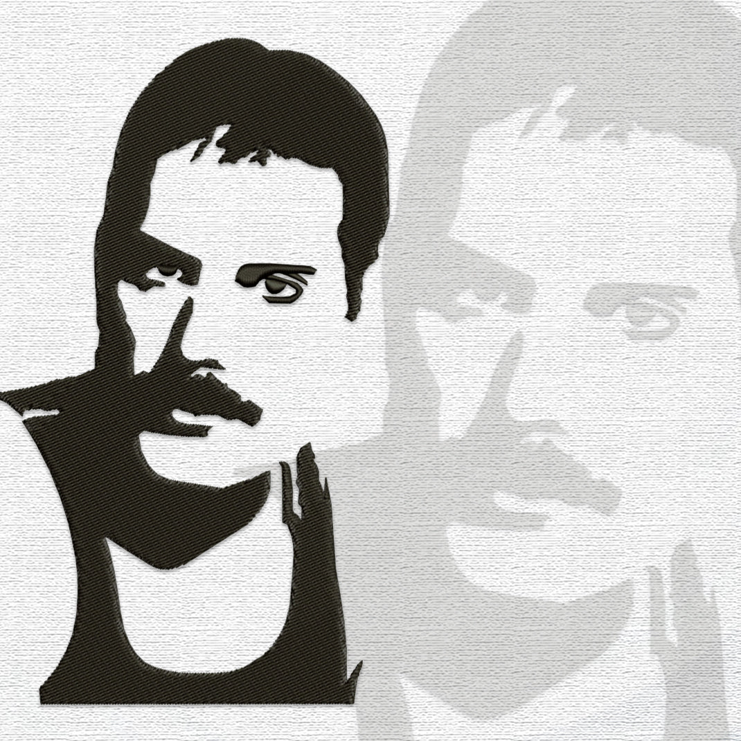 Iconic Man portrait machine embroidery design – Stitching Blues